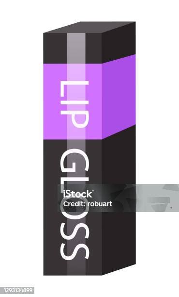 블랙과 바이올렛 색상과 텍스트 화장품 흰색 3d 아이콘에 고립 된 립 글로스 패키지 3차원 형태에 대한 스톡 벡터 아트 및 기타 이미지 3차원 형태 개념 광고