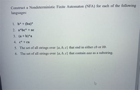 Solved Construct A Nondeterministic Finite Automaton Nfa