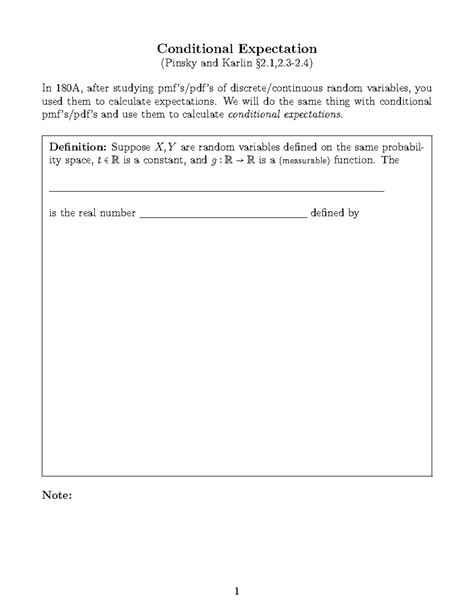 Conditional Expectation 1 Conditional Expectation Pinsky And Karlin §2 2 3 2 In 180a After