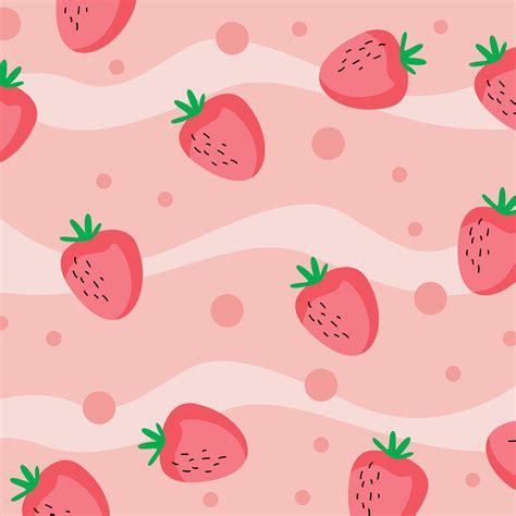 Cute Strawberry Fruit Sweet Pattern Texture Background Banner Design Vector Strawberry Pattern