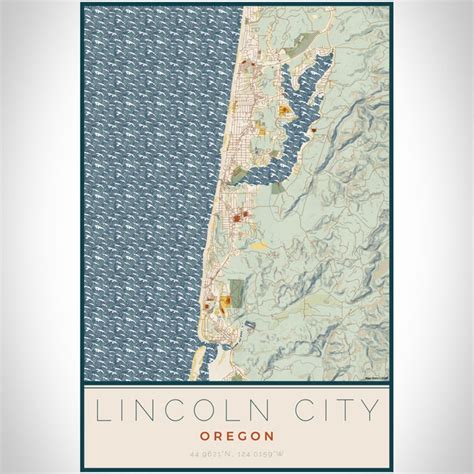 Lincoln City Oregon Map Print In Woodblock — Jace Maps
