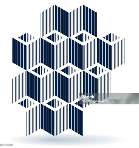 등각 투영 원근법 추상적인 도시 건축 다각형 추상화 예술 입방체 스타일의 3d 큐브와 모양으로 만든 추상 벡터 기하학적 배경 3차원 형태에 대한 스톡 벡터 아트 및 기타