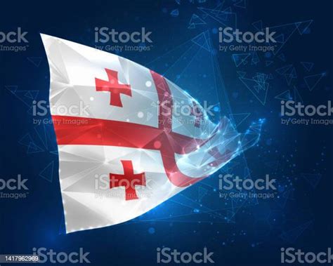 조지아 벡터 플래그 파란색 배경에 삼각형 다각형에서 가상 추상 3d 개체 0명에 대한 스톡 벡터 아트 및 기타 이미지 0명 개발 개체 그룹 Istock