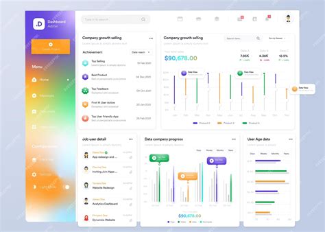 Premium Vector Ui Ux Infographic Dashboard Ui Design With Graphs Charts And Diagrams Web