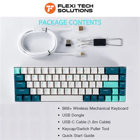 TECWARE B Wireless Mechanical Keyboard White Keys Layout Flexi Tech