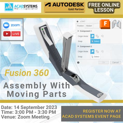 Autodesk Fusion 360 Assembly With Moving Parts Acad Systems Autodesk Gold Partner Training