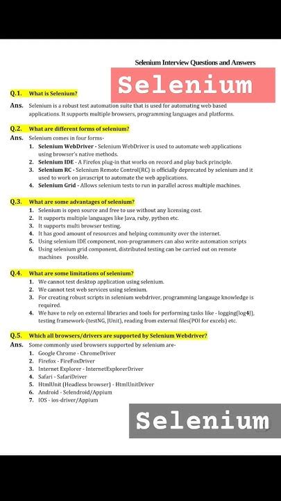 Selenium Interview Questions And Answers Part 1selenium