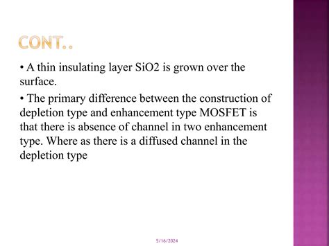 Mosfet Operations And Its Types Enhancement And Depletion Types Pptx