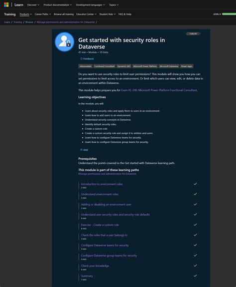 Get Started With Security Roles In Dataverse Module Showing As Incomplete When All Units Have