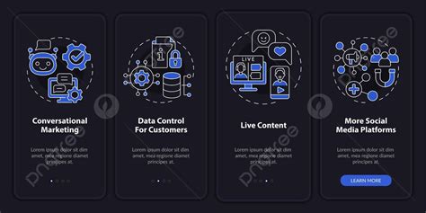 Night Mode Mobile App Screen For Modern Marketing Trends Onboarding Vector Website Icon Data