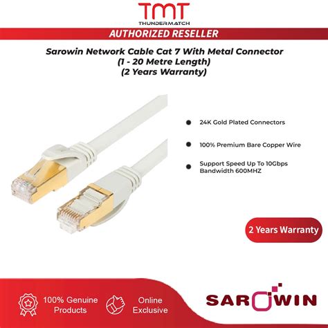 Sarowin Network Cable Cat 7 With Metal Connector 1 20 Meter Length 2 Years Warranty