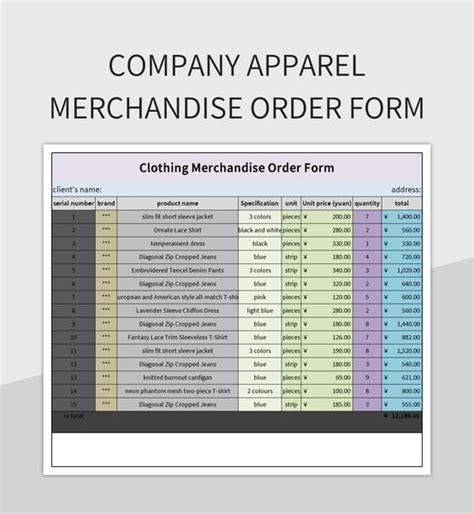 Free Order Form Templates For Google Sheets And Microsoft Excel Slidesdocs