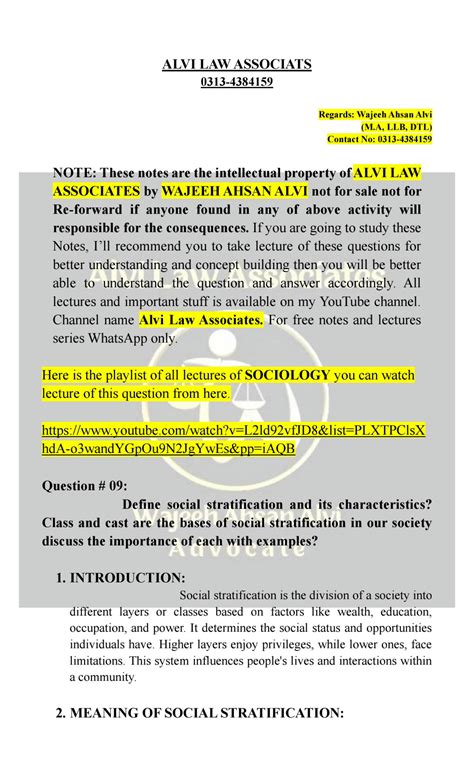 Solution Sociology Question No 09 What Is Social Stratification Explain Class And Class As