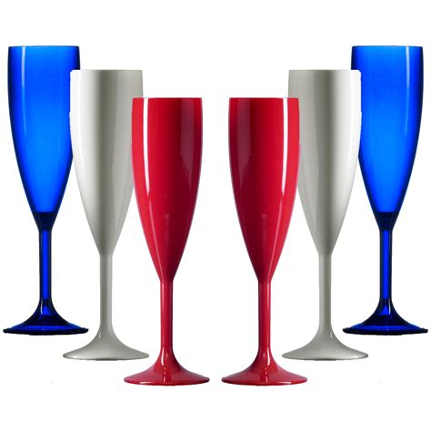 Coloured Polycarbonate Glasses Red White And Blue Champagne Flutes