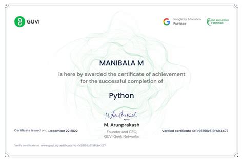 manibala m on linkedin i completed a python programming course