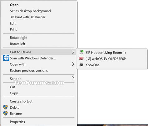 How To Add Or Remove Cast To Device Context Menu In Windows 10 Tutorials