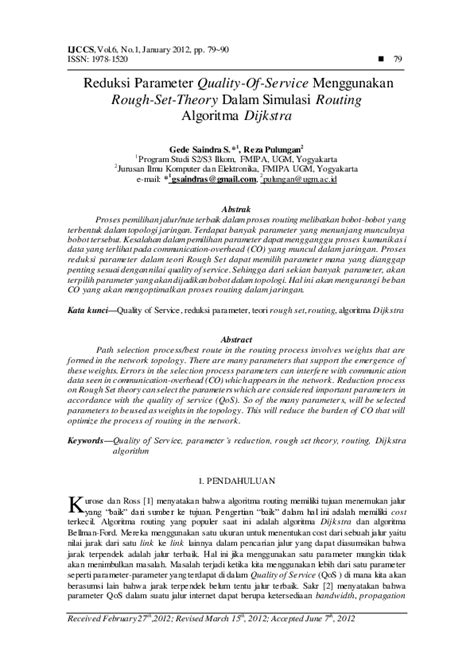 pdf reduksi parameter quality of service menggunakan rough set theory