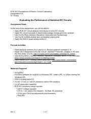 ECE Lab Rev Pdf ECE Foundations Of Electric Circuits Laboratory Assignment