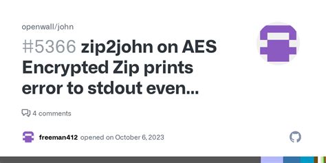 zip2john on aes encrypted zip prints error to stdout even when producing a valid hash · issue