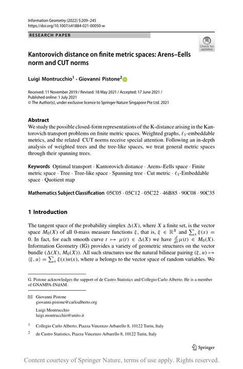 Kantorovich Distance On Finite Metric Spaces Arenseells Norm And Cut Norms Request Pdf