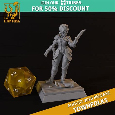 3d Printable Bodyguard Female Townfolks Titan Forge Miniatures August 2020 By Titan Forge