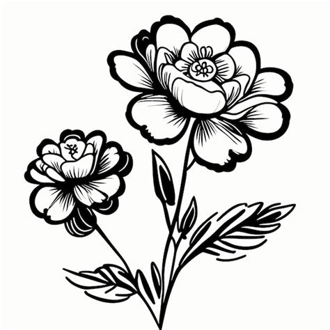 Premium Vector Floral Lineart Artwork Of 2d Flowers In Black And