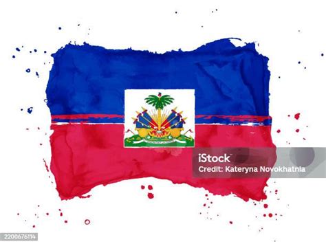 아이티의 국기 브러시 스트로크 배경 흰색 배경에 아이티를 플래그 웹 사이트 디자인 앱 Ui를 위한 수채화 스타일 주당순이익10 0명에 대한 스톡 벡터 아트 및 기타 이미지