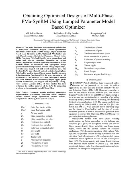 Pdf Design Of Five Phase Ferrite Magnet Assisted Synchronous Reluctance Motor Using Lumped