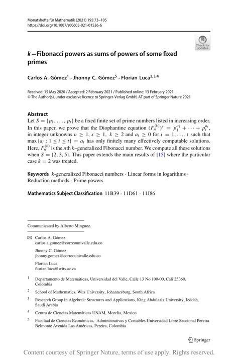 K Fibonacci Powers As Sums Of Powers Of Some Fixed Primes Request Pdf