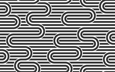 원활한 선형 벡터 기하학적 미니멀리스트 패턴 추상 라인 타일링 배경 스트라이프 직조 광학 미로 트위스트 스트라이프 흑백 디자인 0명에 대한 스톡 벡터 아트 및 기타 이미지