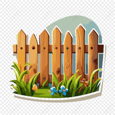 꽃과 잔디 클립 아트와 나무 울타리 벡터상표 Png 일러스트 무료 다운로드 Lovepik