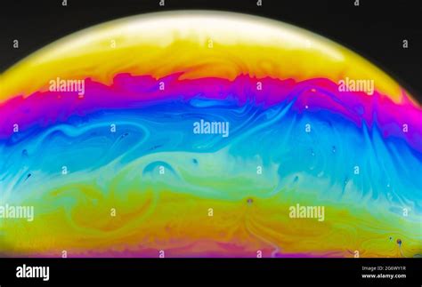 Vivid Rainbow Colours Of A Macro Soap Bubbles Creating Psychedelic