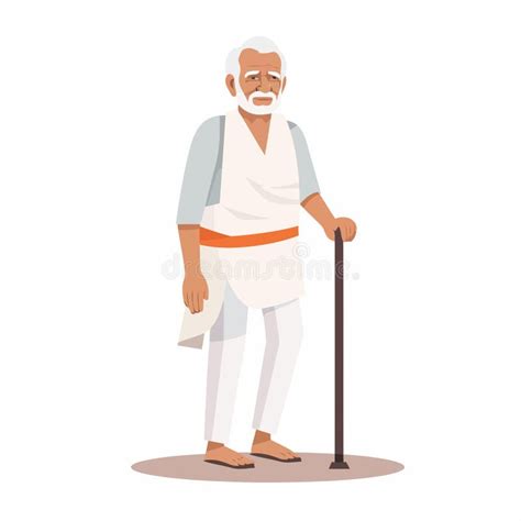 Indian Old Woman Vector Flat Minimalistic Isolated Illustration Stock