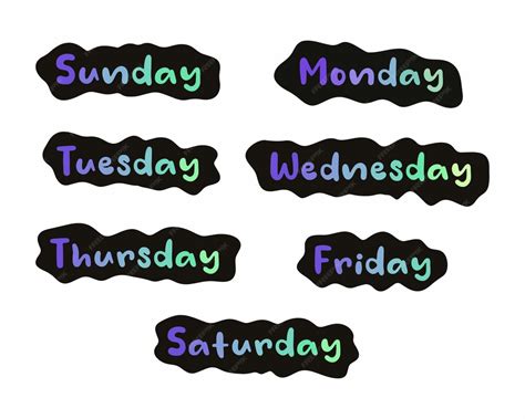 Premium Vector Illustration Monday Tuesday Wednesday Thursday Friday
