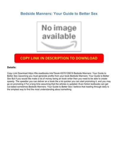 Ebook Download Bedside Manners Your Guide To Better Sex