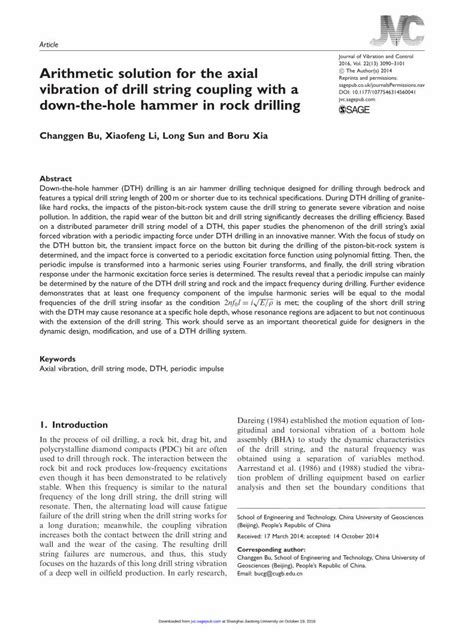 Pdf Arithmetic Solution For The Axial Vibration Of Drill · Dynamic Design Modification