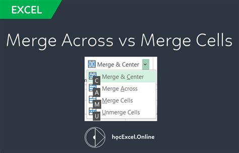 phân biệt sự khác nhau giữa merge across với merge cells trong excel