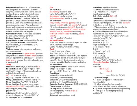 Cb2240 Cheat Sheet Programming Allows Us To 1 Communicate With