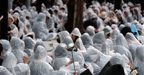 손에 쥔 추모의 꽃