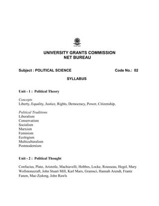 NTA UGC NET JRF Political Science New Updated Syllabus PDF