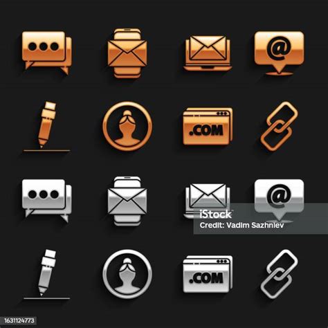 계정 만들기 화면 메일 및 이메일 체인 링크 웹사이트 템플릿 지우개가 있는 연필 노트북 봉투 말풍선 채팅 및 모바일 아이콘을 설정합니다 벡터 Brand Name Online