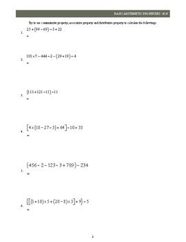 Basic Arithmetic Properties By Fang Shin Lim Teachers Pay Teachers
