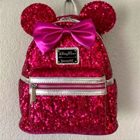 Loungefly Disney Minnie Mouse Sequin Magenta Mini Bac… Gem