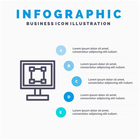 Crop Graphics Design Program Application Line Icon With 5 Steps