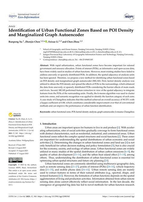 Pdf Identification Of Urban Functional Zones Based On Poi Density And Marginalized Graph