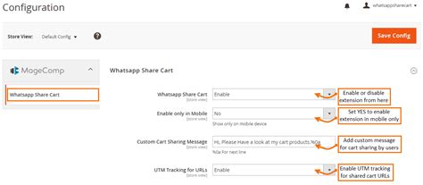 Configuration Settings Magento 2 Whatsapp Share Cart Extension