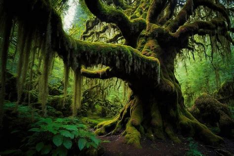 Premium AI Image Mosscovered Old Trees In The Jungle