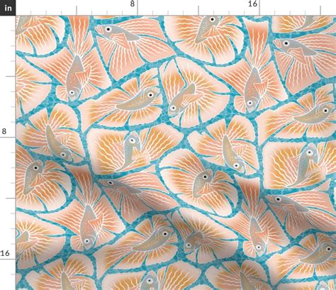 Betta Fish Beauty Pastel Orange Fabric Spoonflower