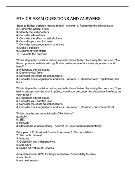 Ethics Exam Questions And Answers Ethics Stuvia Us