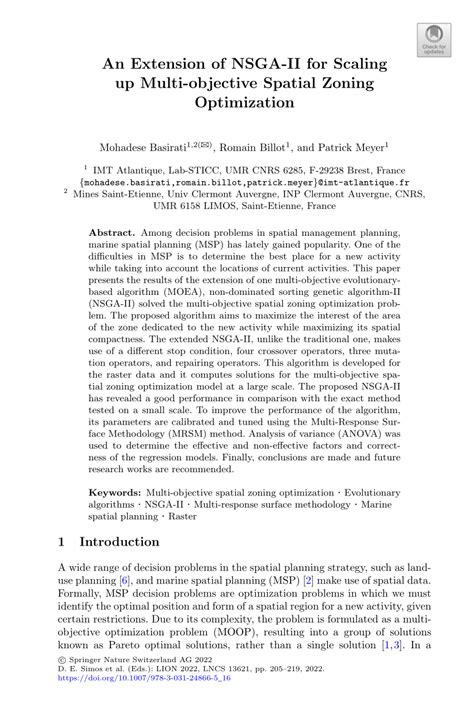 Pdf An Extension Of Nsga Ii For Scaling Up Multi Objective Spatial